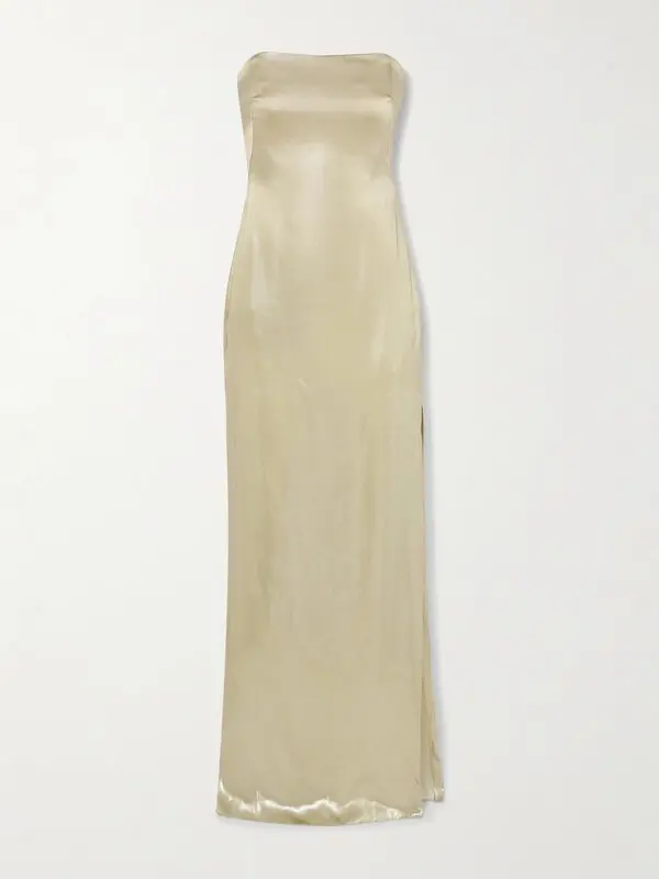 Galvan Strapless Metallic Satin Gown