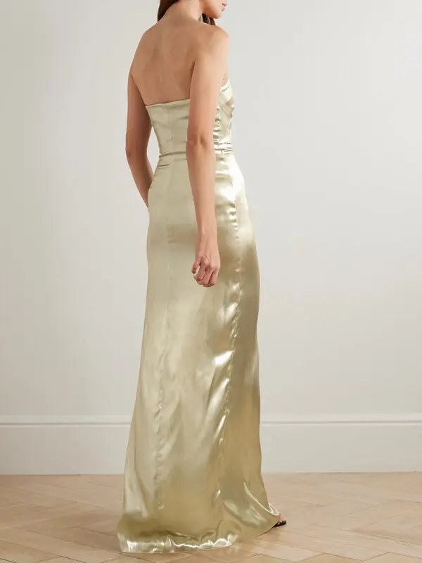 Galvan Strapless Metallic Satin Gown