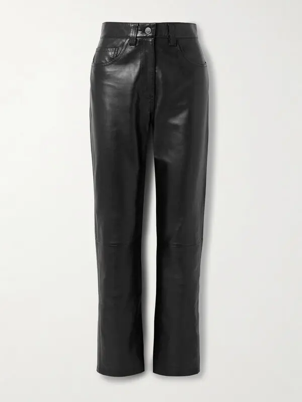 Khaite Callum Leather Straight-leg Pants - Black