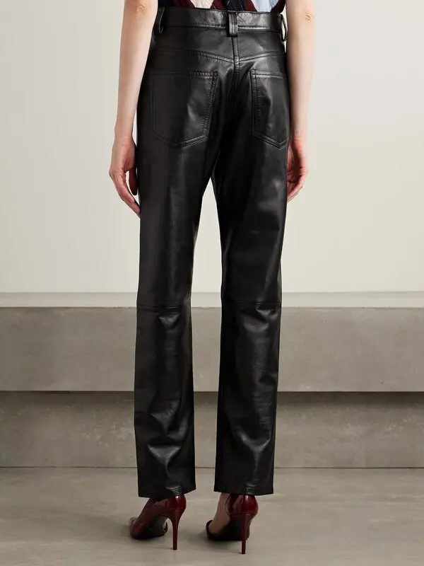 Khaite Callum Leather Straight-leg Pants - Black