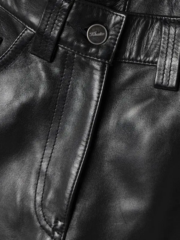 Khaite Callum Leather Straight-leg Pants - Black