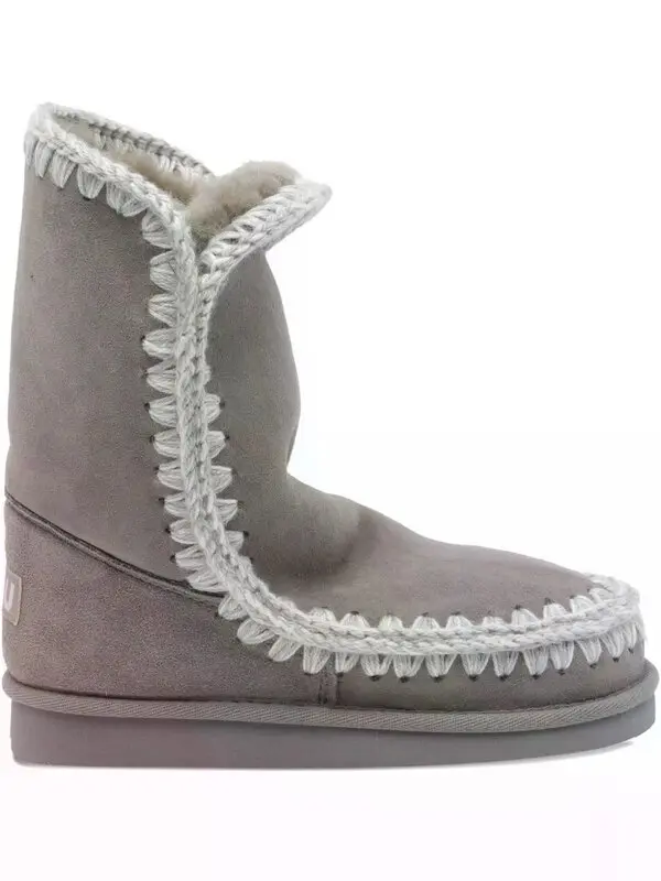 Mou Contrasting-stitch Boots - Grey