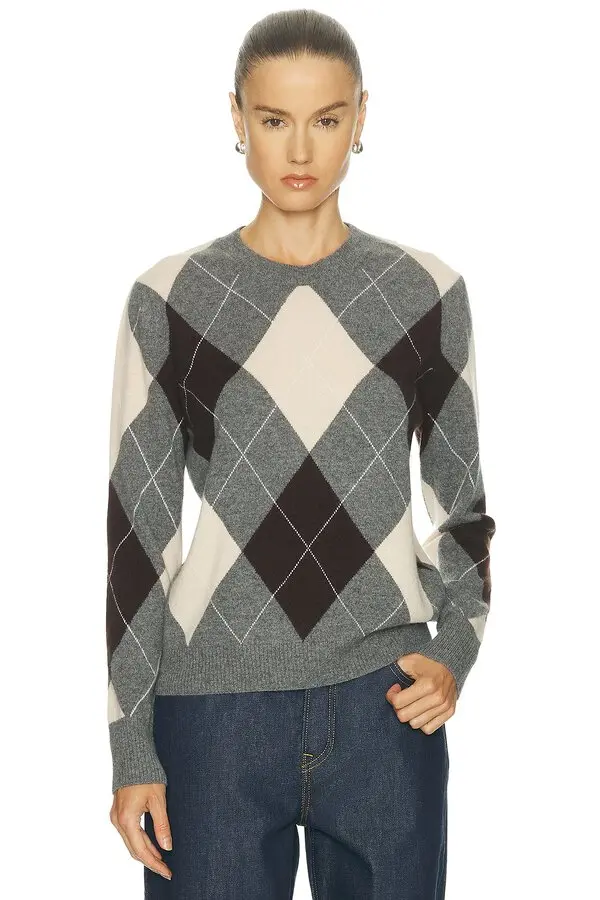Enza Costa Knit Cashmere Sweater - Argyle