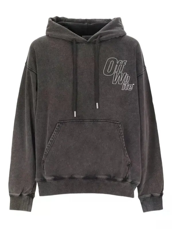 Off-White Logo-print Drawstring Hoodie - Grey