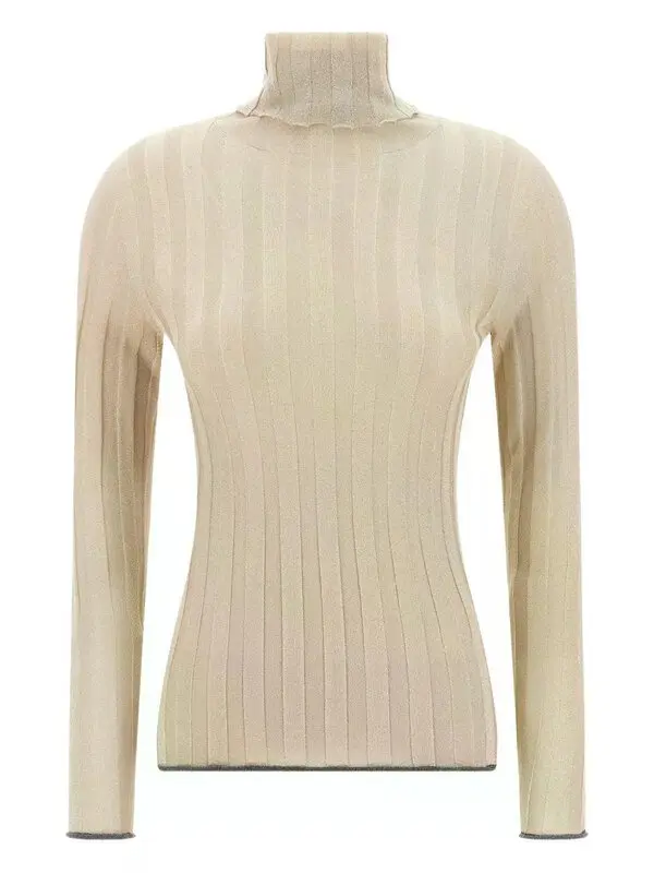 Fabiana Filippi Ribbed Turtleneck Top - Neutrals