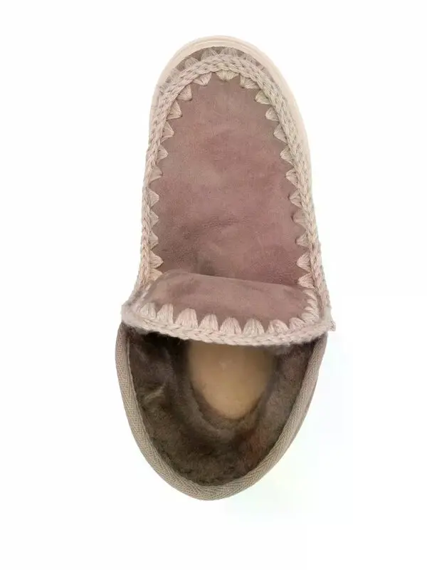 Mou Crochet Stitch-trim Suede Sneaker Boots - Grey