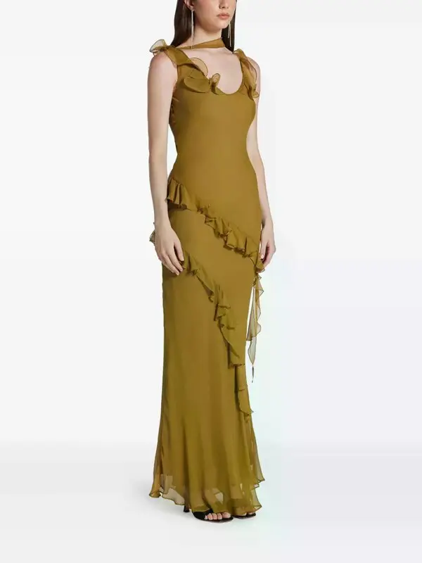 DE LA VALI Ruffled Dress - Brown