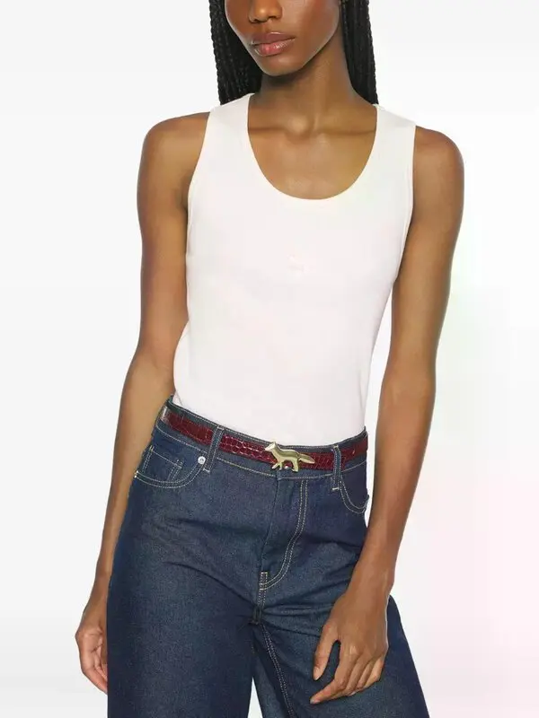 Maison Kitsuné Baby Fox-embroidered Ribbed Tank Top - Pink
