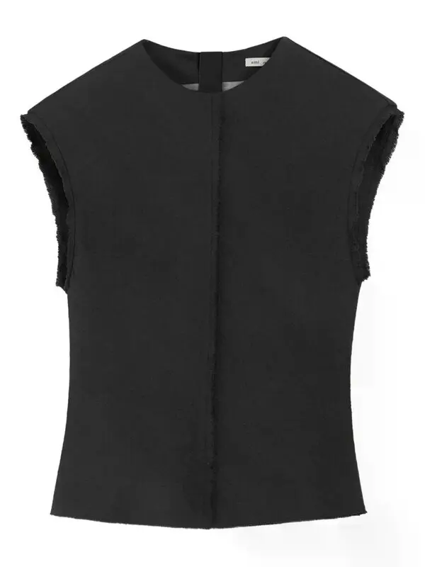 AMI Paris Raw-edge Sleeveless Top - Black