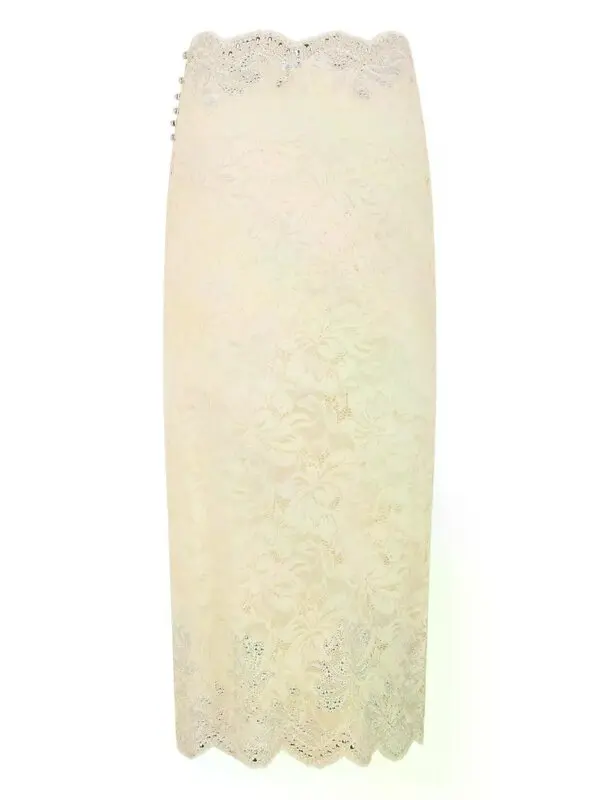 Rabanne Lace Scalloped-hem Midi Skirt - Neutrals