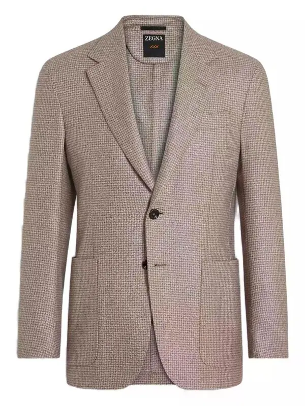 Zegna Checked Button Blazer - Neutrals