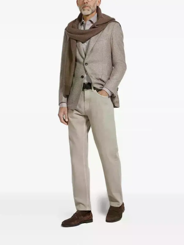 Zegna Checked Button Blazer - Neutrals