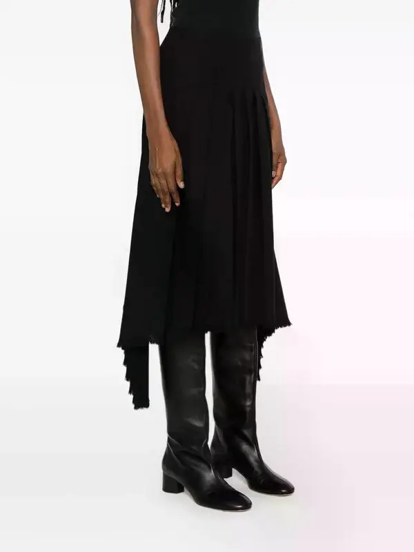 JIL SANDER Pleated Frayed Skirt