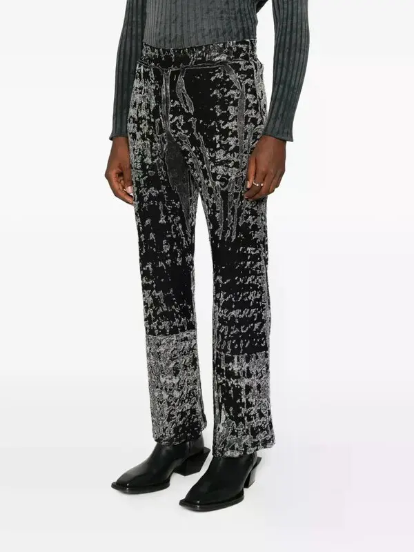DIESEL® Patterned Straight Leg Trousers - Black
