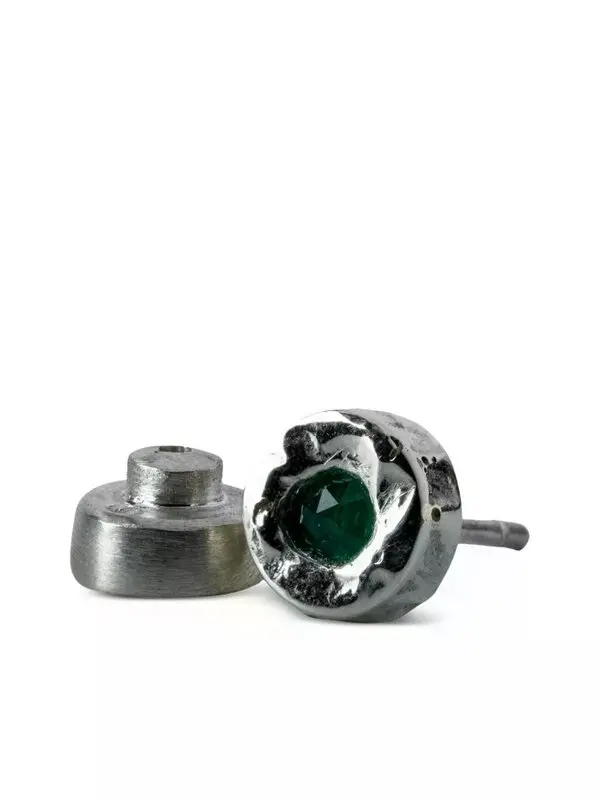 PARTS OF FOUR 10k White Gold Emerald Stud Earring - Silver