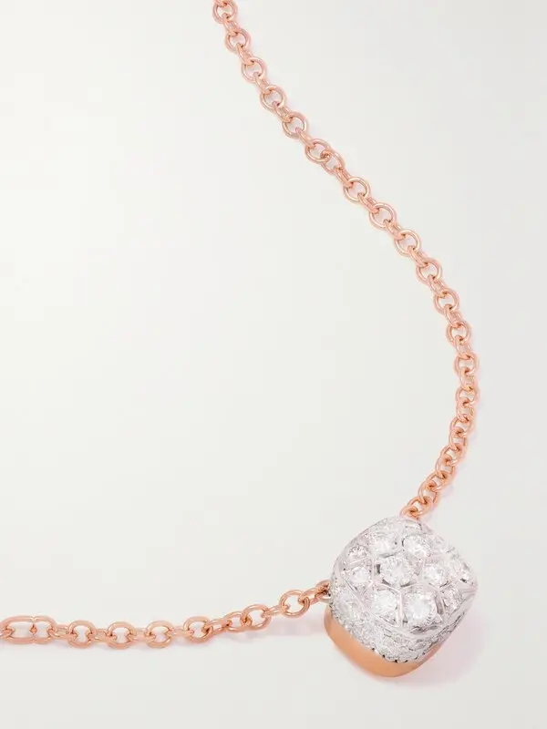 Pomellato Nudo 18-karat Rose And White Diamond Necklace - Gold
