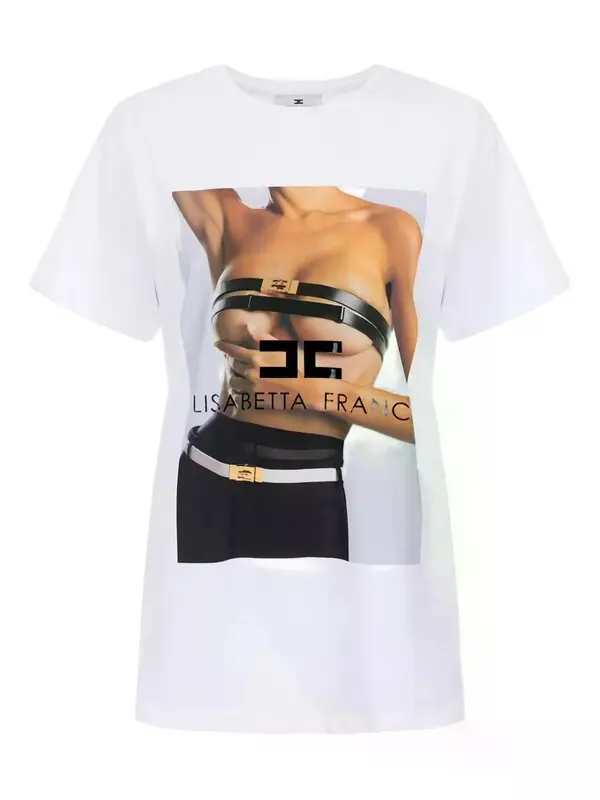 Elisabetta Franchi Photographic Print Logo T-shirt - White