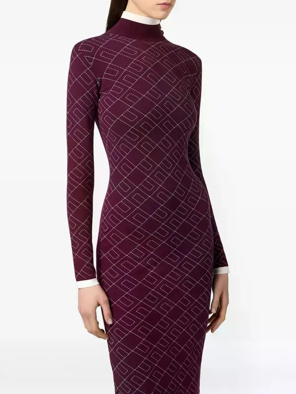 Elisabetta Franchi Decorative-button Jacquard Knit Midi Dress
