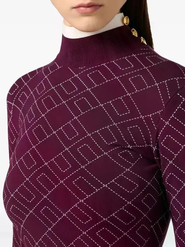 Elisabetta Franchi Decorative-button Jacquard Knit Midi Dress
