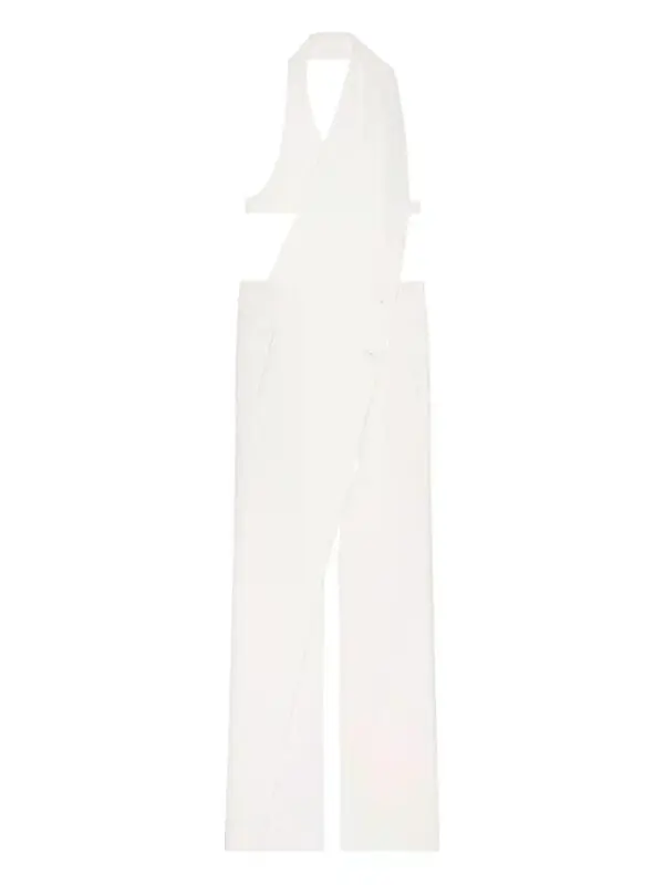 COURREGES Halter-neck Overlapped Jumpsuit - White