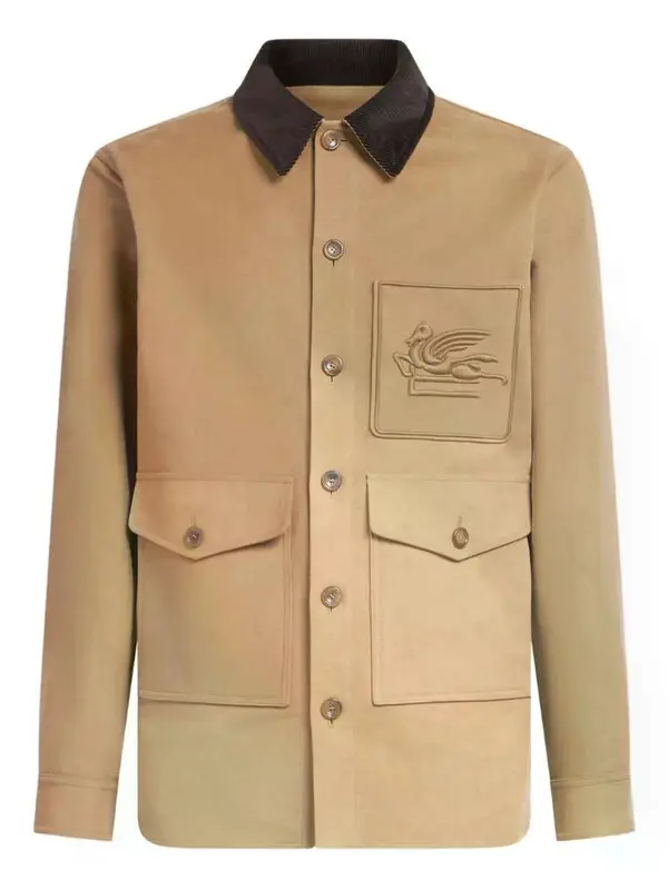 Etro Pegaso-embroidered Cotton Jacket - Neutrals