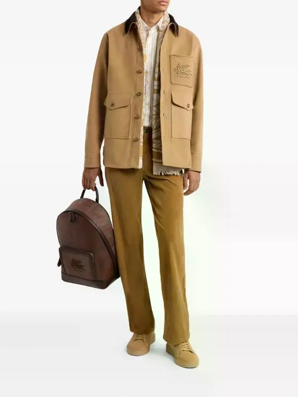 Etro Pegaso-embroidered Cotton Jacket - Neutrals