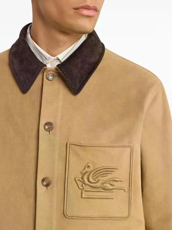 Etro Pegaso-embroidered Cotton Jacket - Neutrals