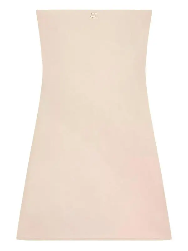 COURREGES Logo-appliqué Mini Dress - Neutrals