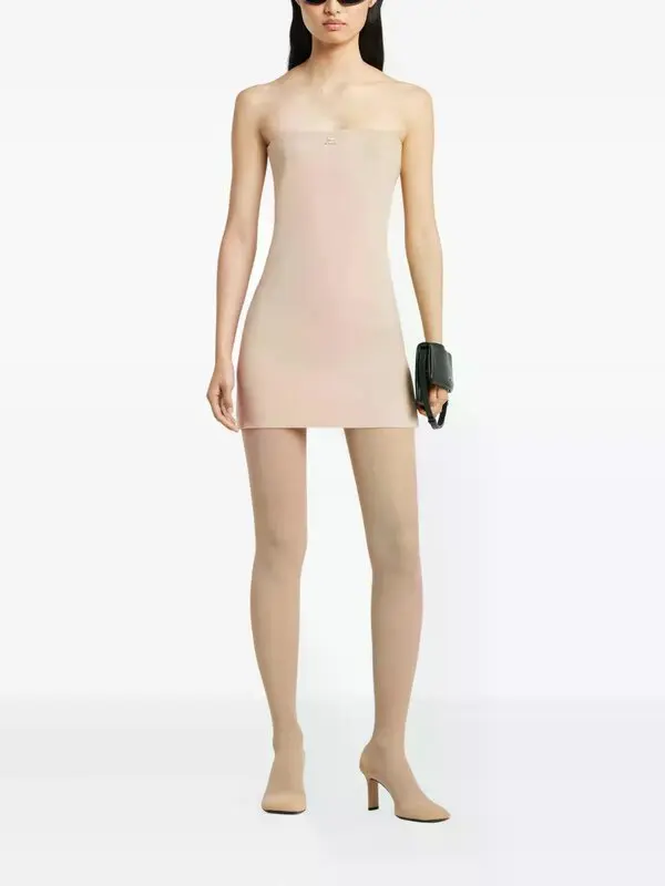 COURREGES Logo-appliqué Mini Dress - Neutrals