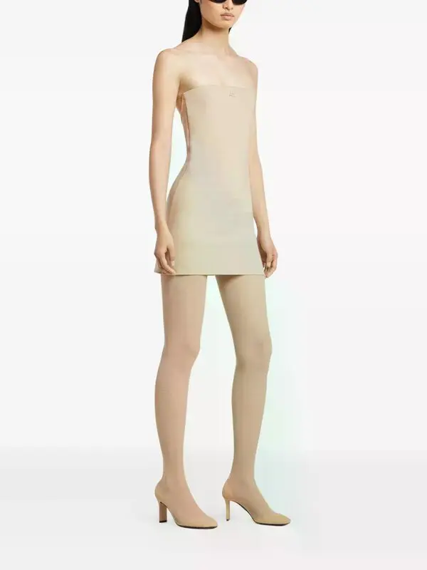 COURREGES Logo-appliqué Mini Dress - Neutrals