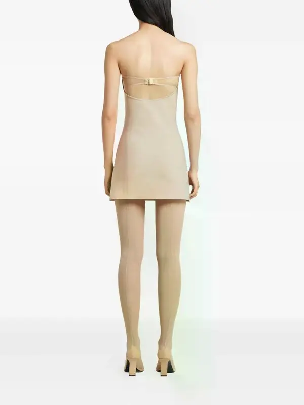 COURREGES Logo-appliqué Mini Dress - Neutrals