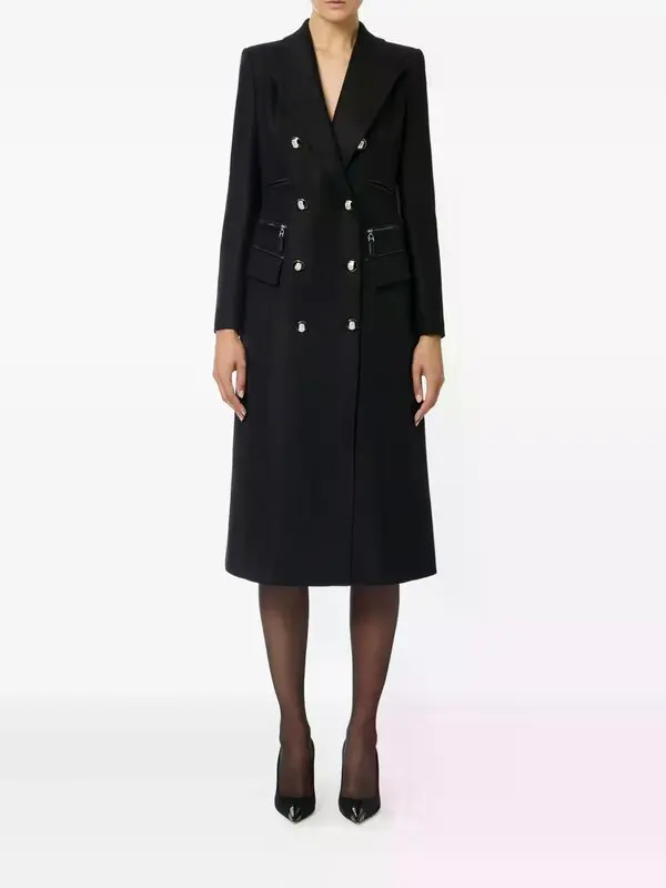 Elisabetta Franchi Enamelled Button Double-breasted Coat