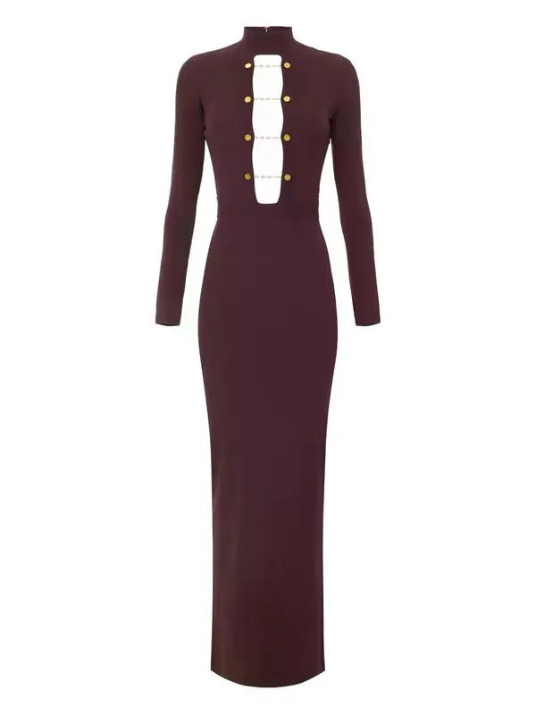 elisabetta franchi cut-out maxi dress Elisabetta Franchi Green Jersey Cutout Slitted Maxi Dress SM