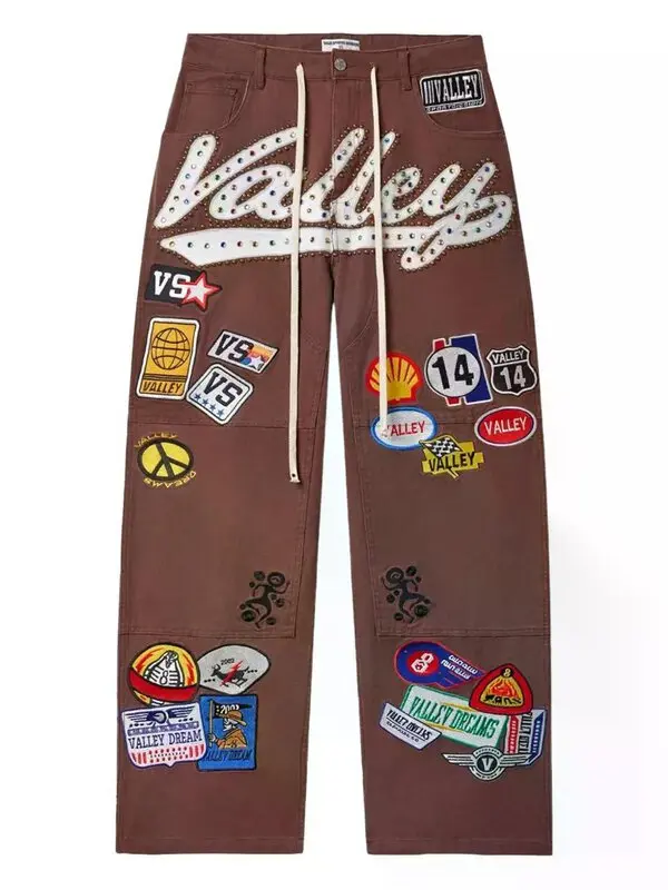 VALE Jeweled Patch Valley Carpenter Trousers - Brown