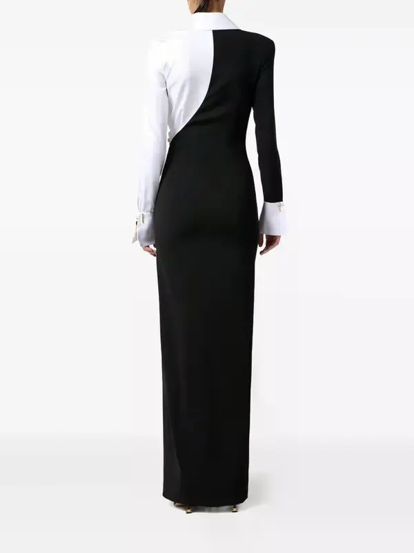 Elisabetta Franchi Shirt-collar Side-slit Maxi Dress
