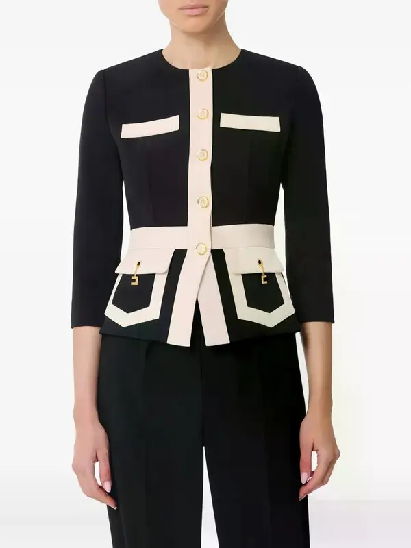 Elisabetta Franchi Colour-blocking Jacket With Gold-tone Buttons