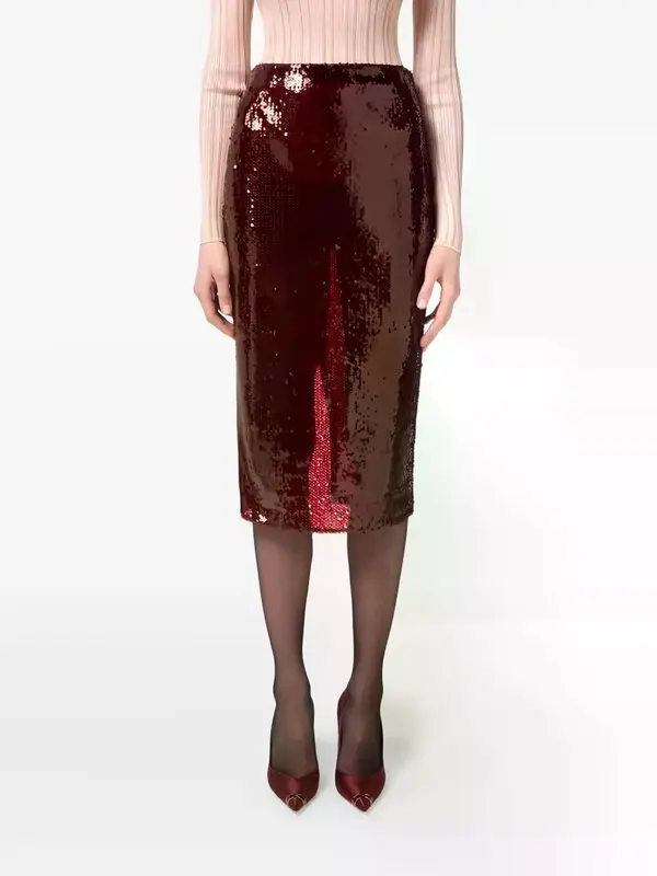 Elisabetta Franchi Sequin Embellished Split Skirt