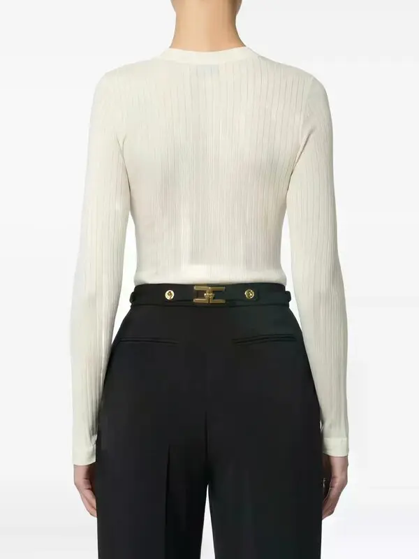 Elisabetta Franchi Ribbed Knit Cardigan - Neutrals