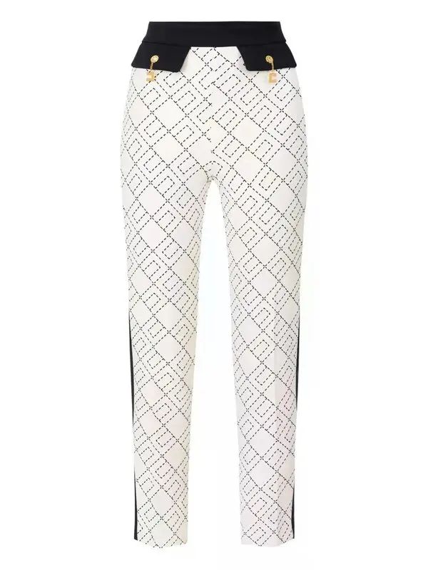 Elisabetta Franchi Logo-print Two-colour Trousers - Black