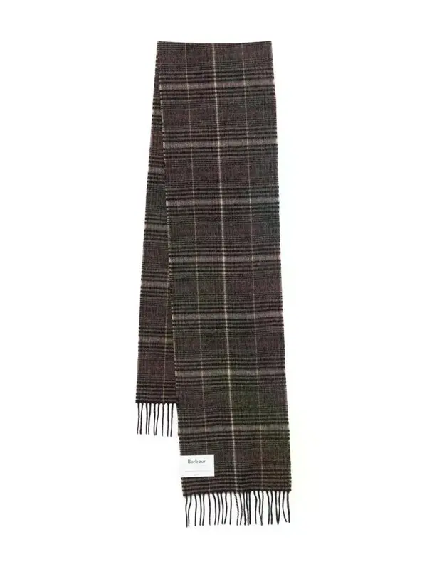 Barbour Checked Fringed Scarf - Brown