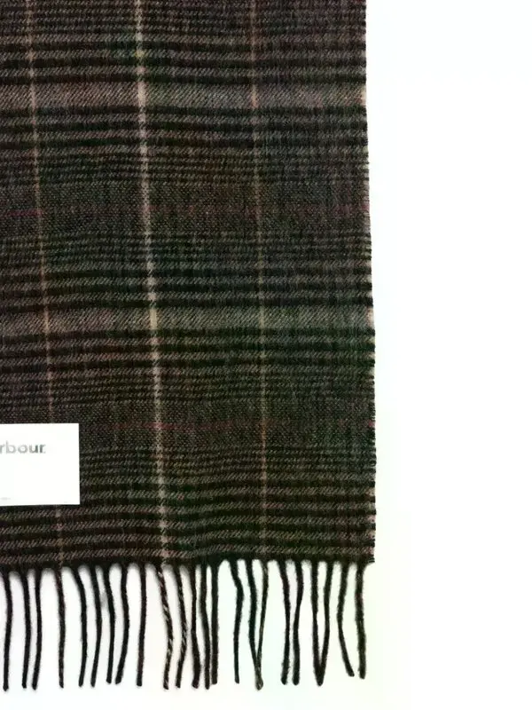 Barbour Checked Fringed Scarf - Brown