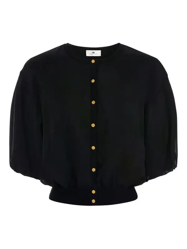 Elisabetta Franchi Jewel-button Puffed-sleeve Cardigan