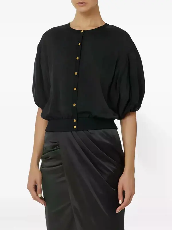 Elisabetta Franchi Jewel-button Puffed-sleeve Cardigan
