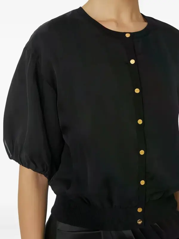 Elisabetta Franchi Jewel-button Puffed-sleeve Cardigan