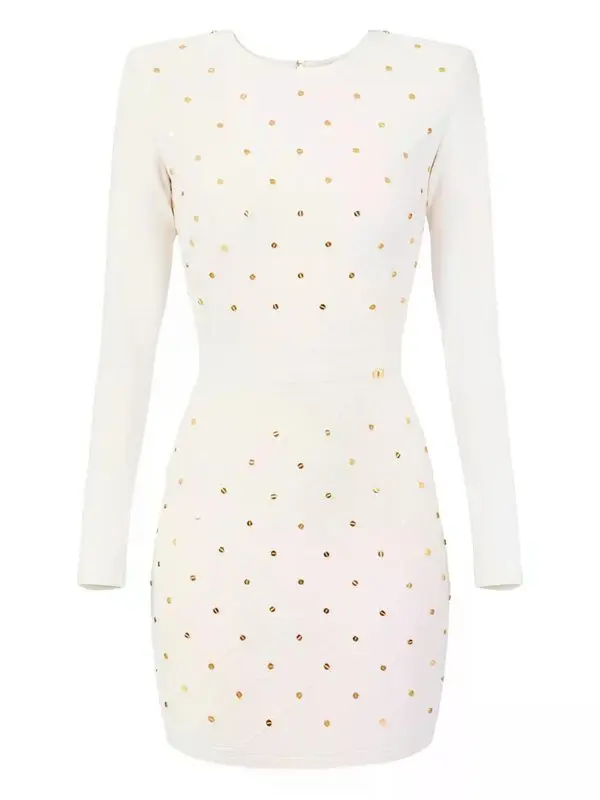 Elisabetta Franchi Diamond-pattern Button Mini Dress