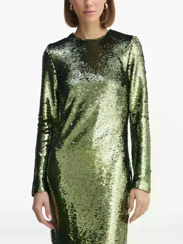 Day Birger Et Mikkelsen Sequin Embellished Long-sleeve Midi Dress - Green