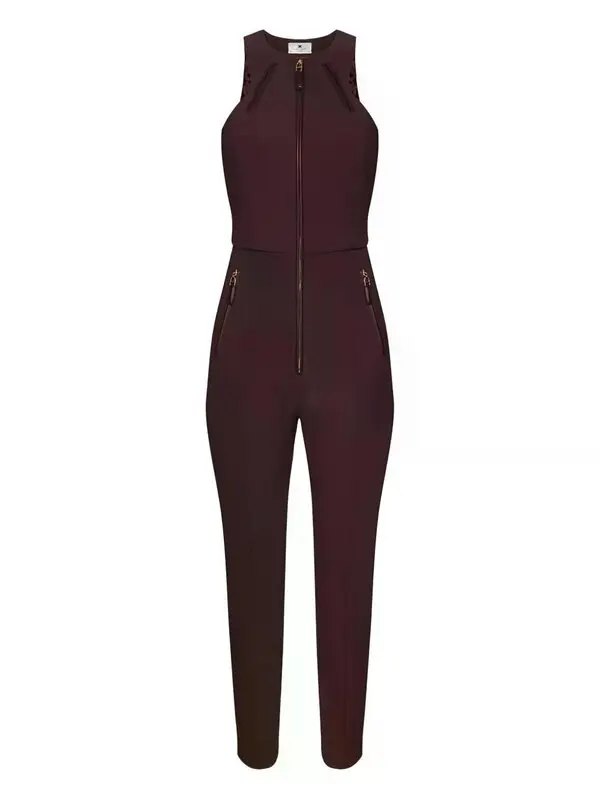 Elisabetta Franchi Halterneck Zip Jumpsuit - Brown