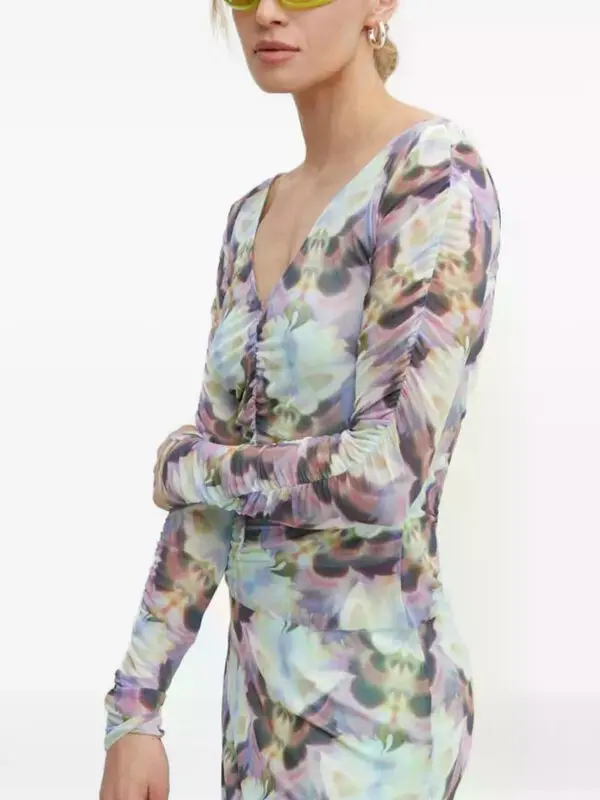 RÉSUMÉ Floral Print Ruched Long-sleeve Top