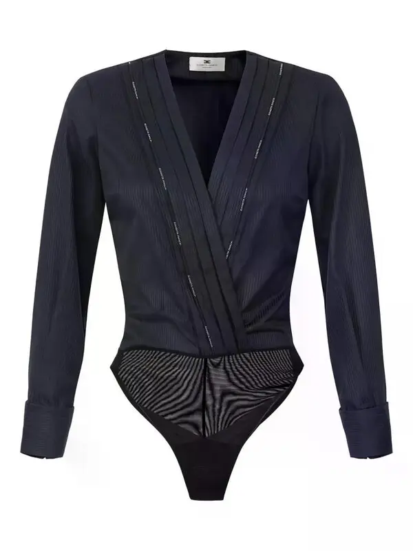 Elisabetta Franchi Tuxedo-details Logo-piping Bodysuit