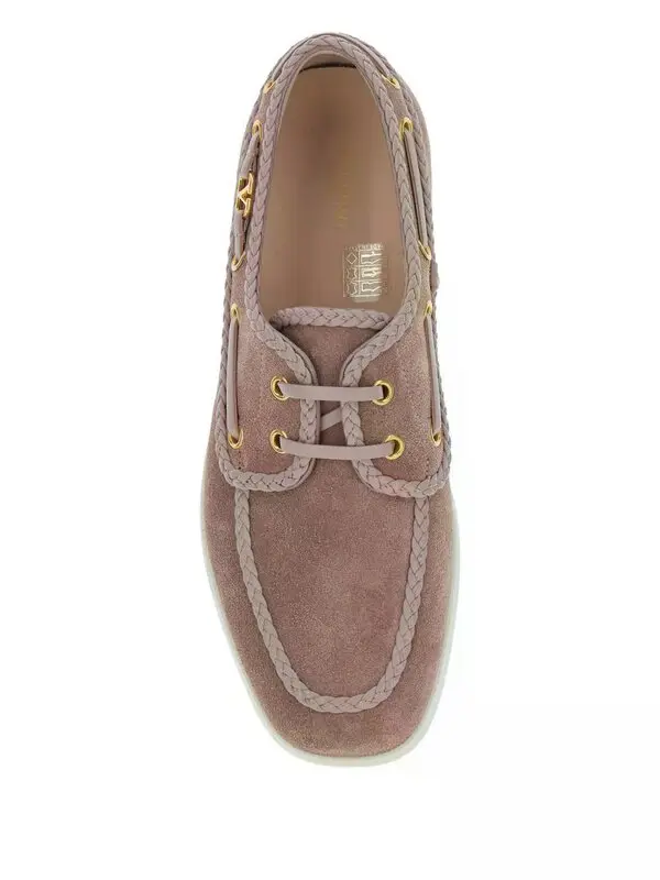 Valentino Garavani Palm Avenue Crust Nappa Leather Boat Shoes - Pink